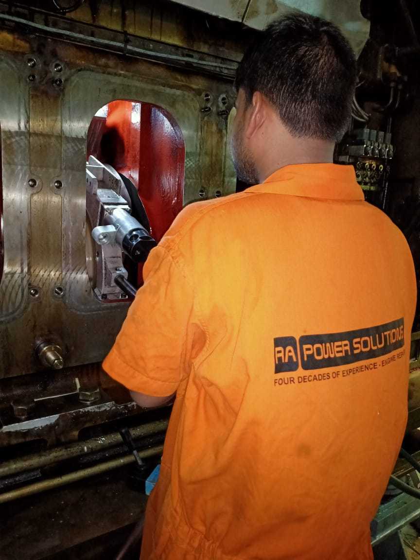 In place Crankshaft machining and grinding of Man B&W Engine Model 7L23 ...